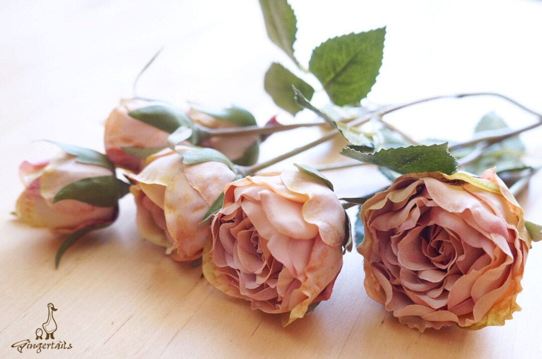 3 12 Stems Vintage Style Orange Rose FB0043-02S Silk Flower Ktichen ...