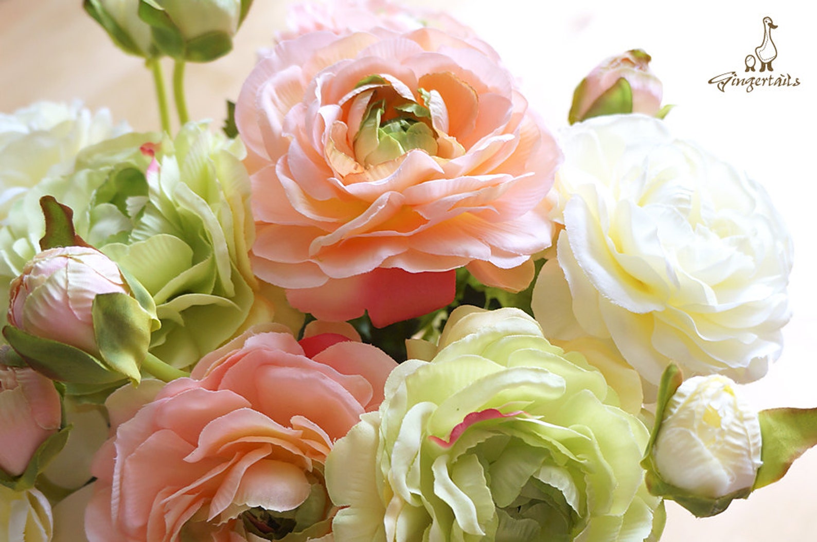 Ivory Ranunculus FB0055-01 Silk Flower Artificial Flower | Etsy