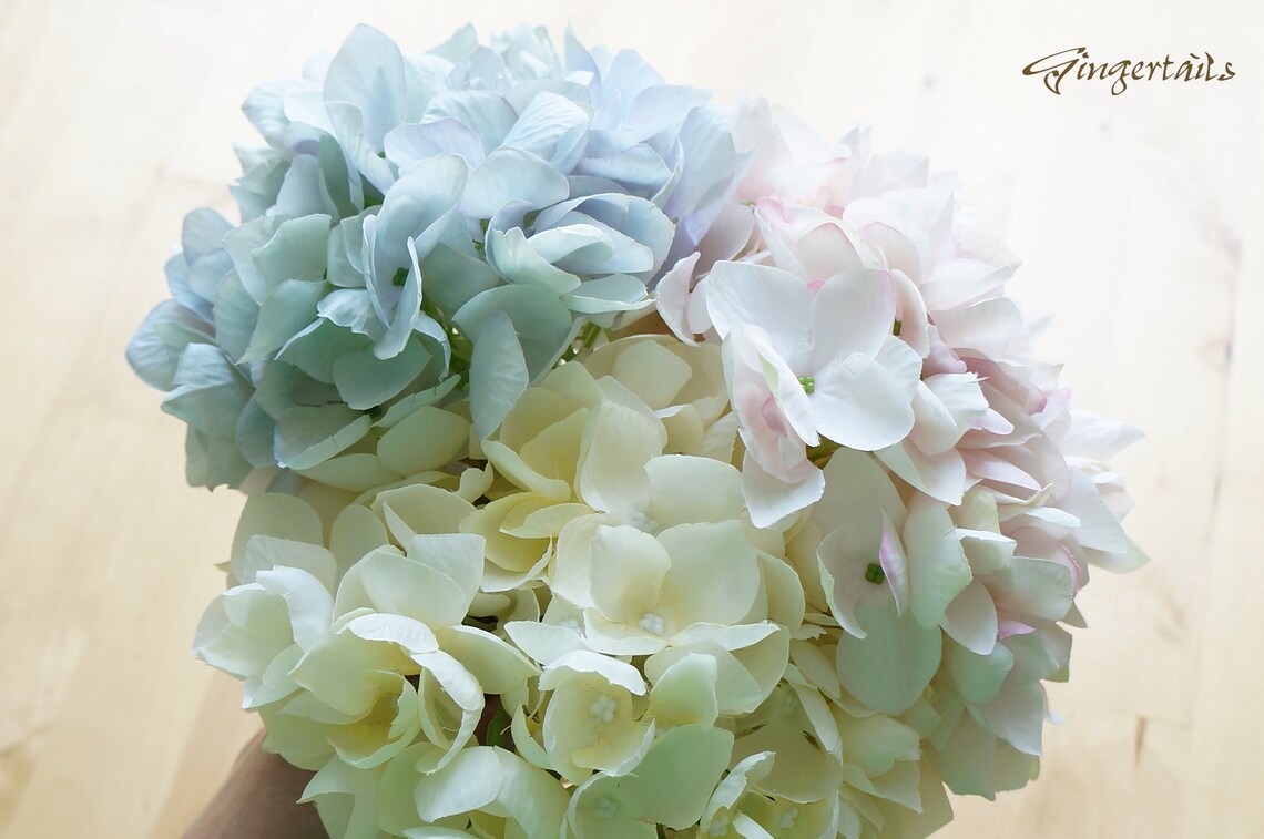 Vintage Style Pastel Yellow Hydrangea FB0046-03 silk | Etsy