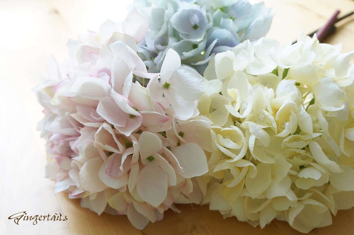 Vintage Style Pastel Yellow Hydrangea (FB0046-03) | Silk Flower ...