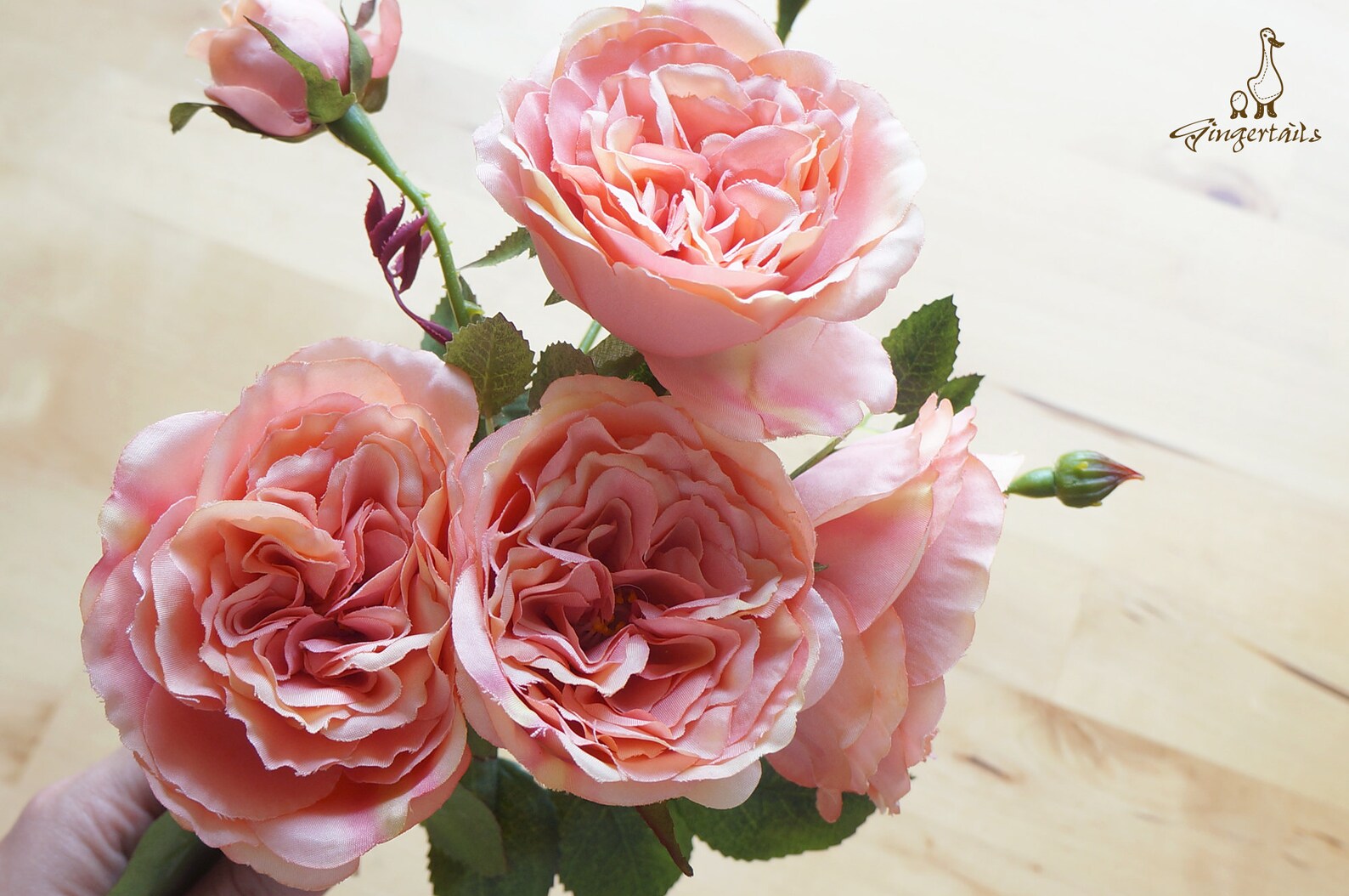 Coral Garden Rose FB0085-04 Artificial Flower | Etsy