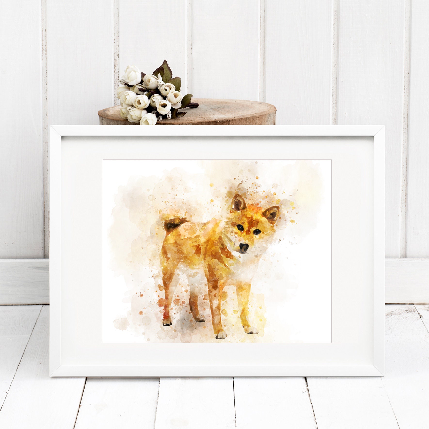 Shiba Inu Dog Wall Art Watercolour Print Illustration A4 - Etsy