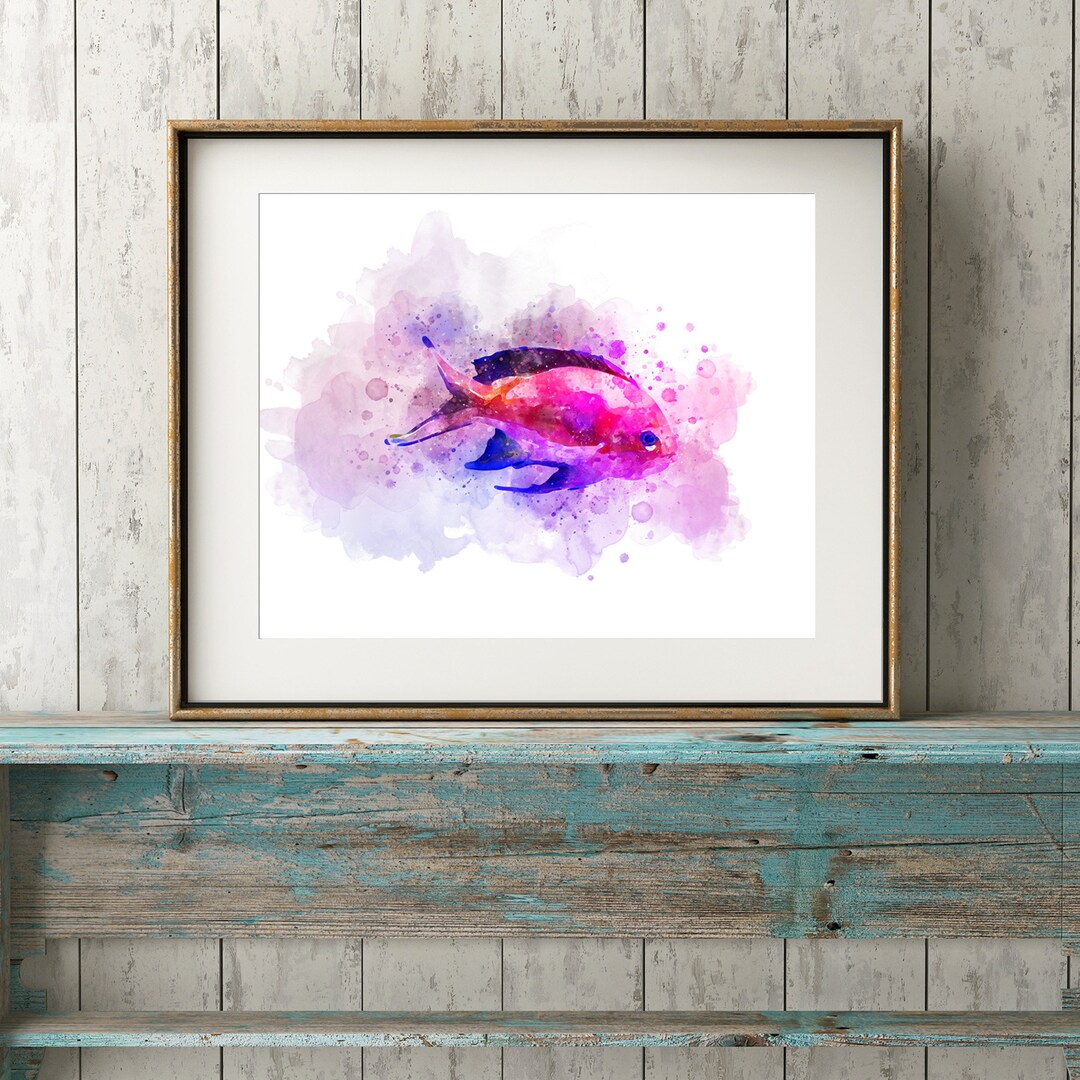 Fish Wall Art, Watercolour Print, Illustration, A4, *UNFRAMED* Modern ...