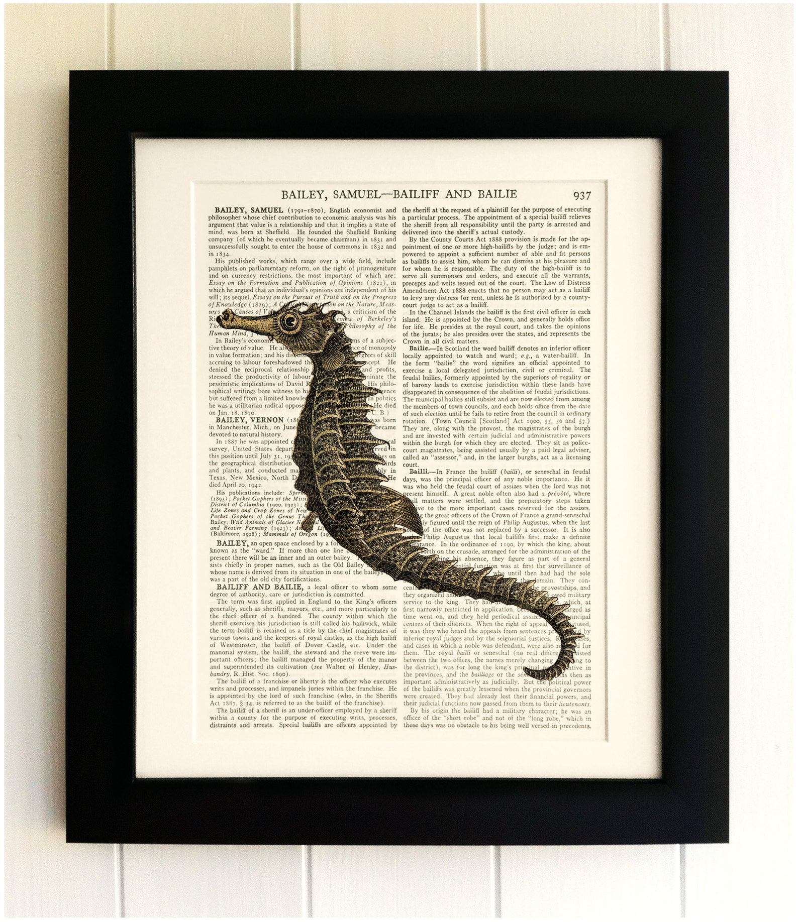 Set of 6 Art Prints on Old Antique Book Page - Sea Creatures, Vintage ...