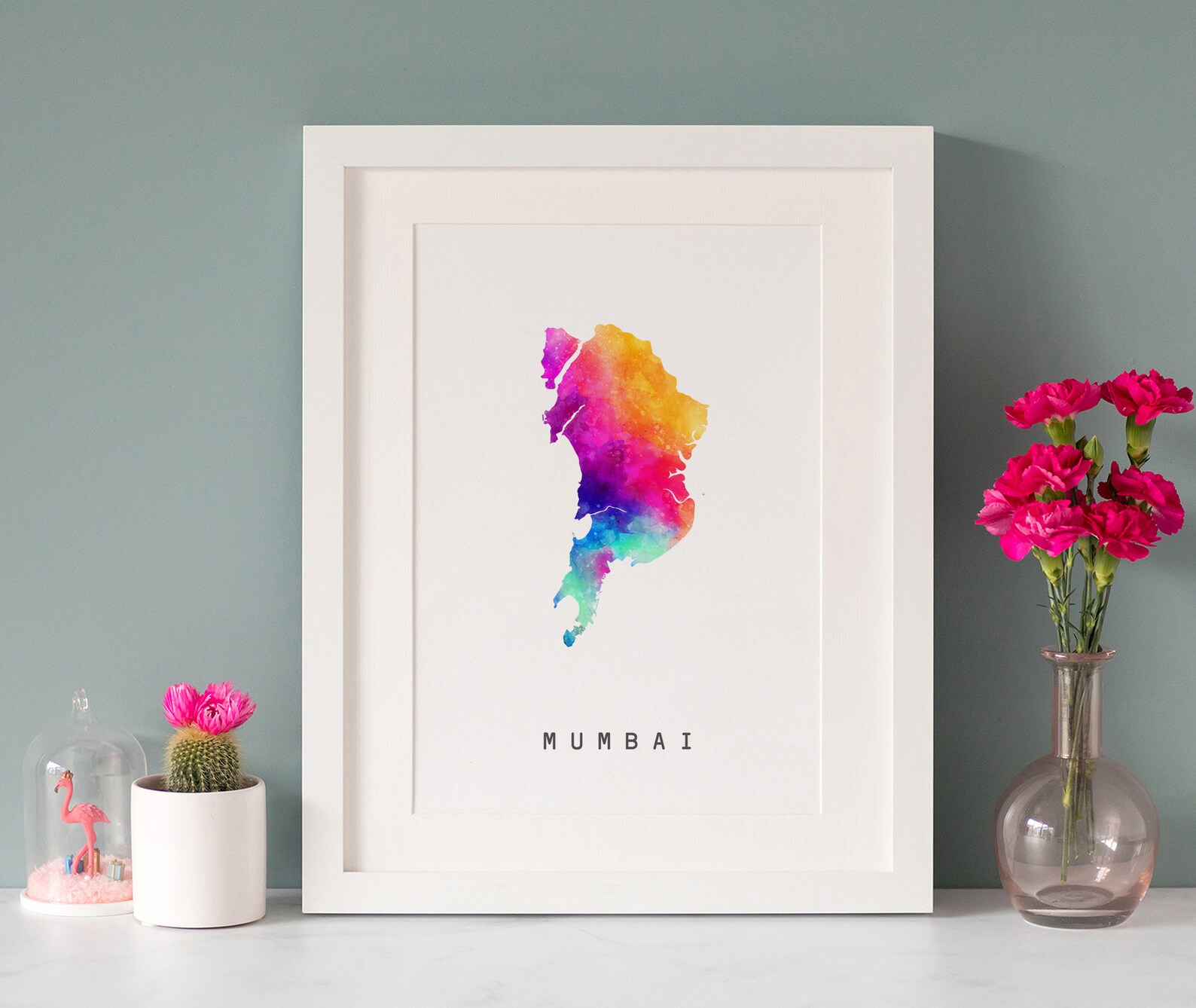 MUMBAI, INDIA Rainbow Map Print, *UNFRAMED*, A4 Modern Travel Wall Art ...