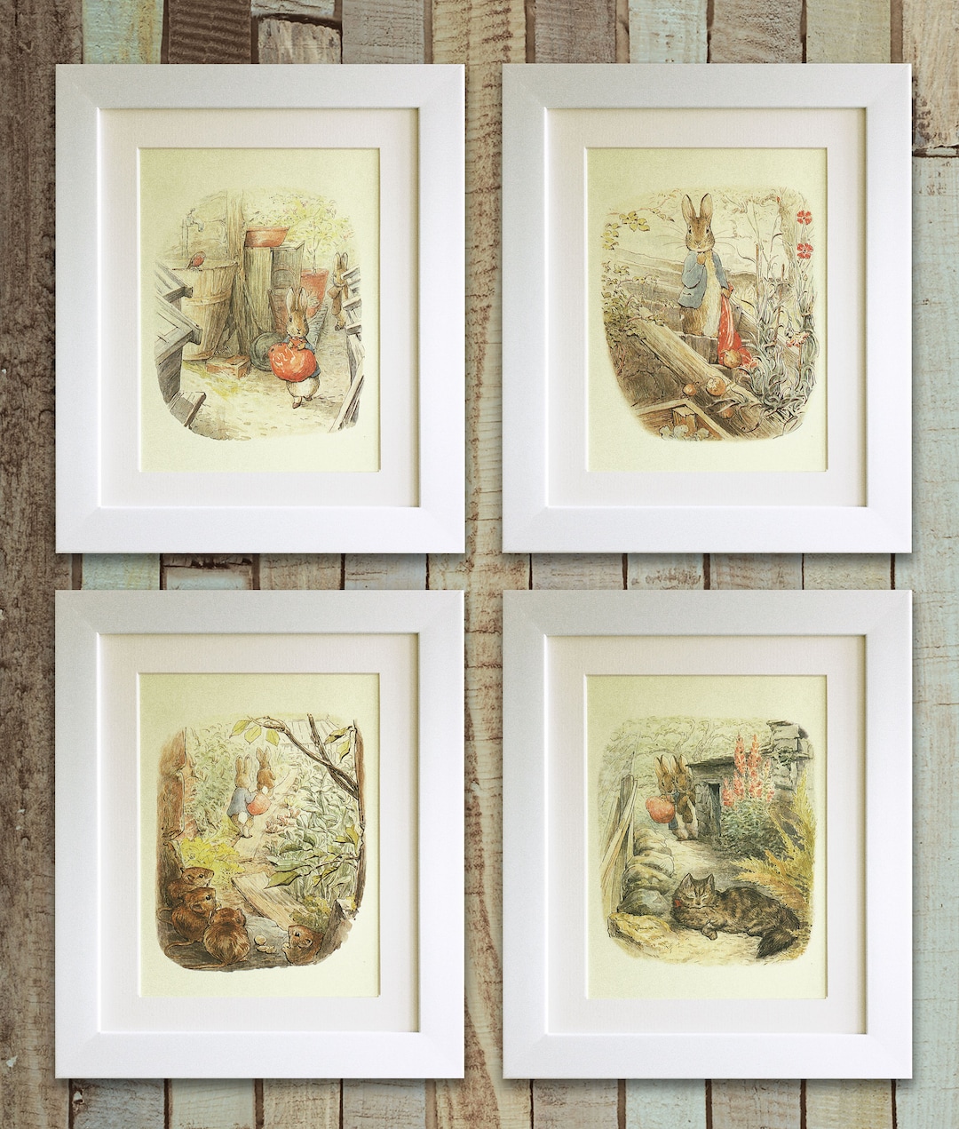 SET OF 4 Beatrix Potter Peter Rabbit Prints, 5"x7" *UNFRAMED* Nursery ...