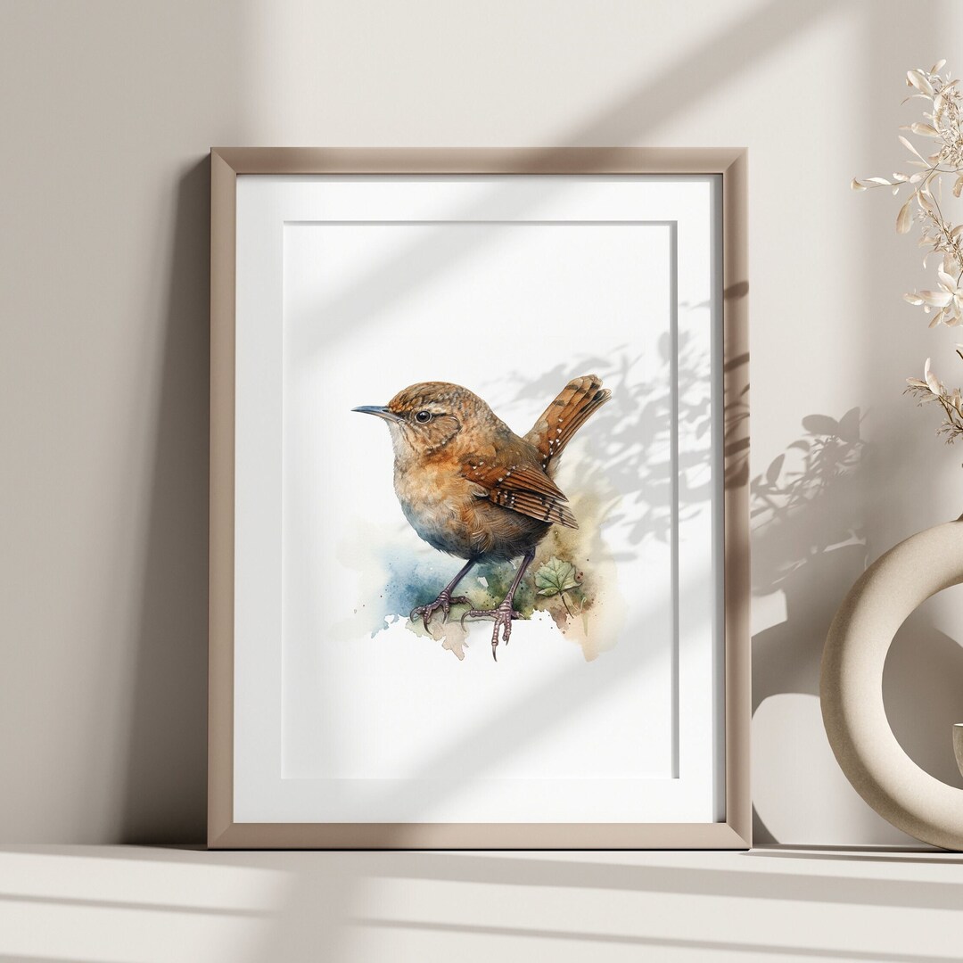 Watercolour Wren Print, Garden Birds, Bedroom, Living Room, Unframed ...
