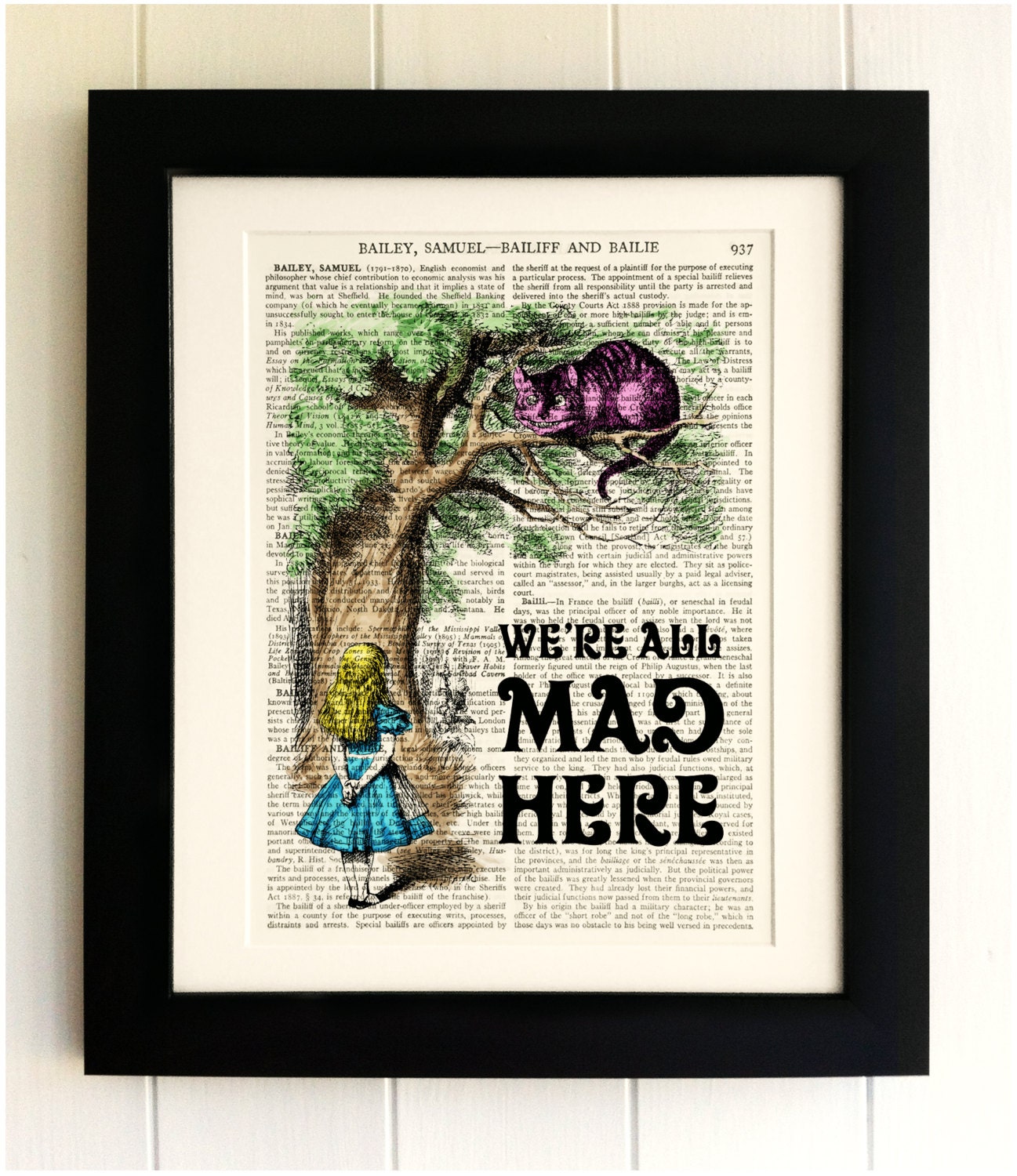 ART PRINT on Old Antique Book Page Alice in Wonderland - Etsy UK