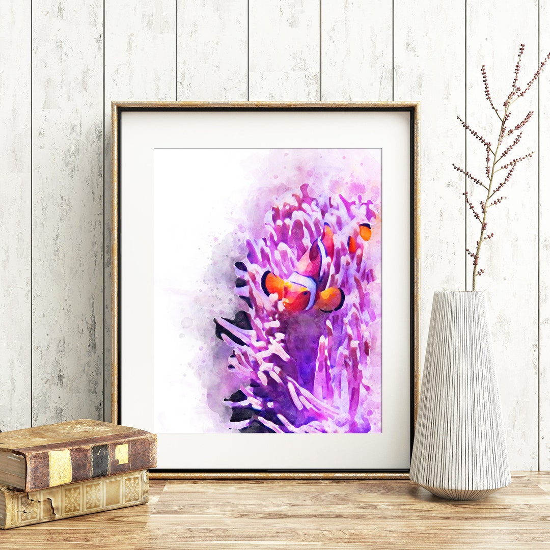 Clown Fish Wall Art, Watercolour Print, Illustration, A4, *UNFRAMED ...