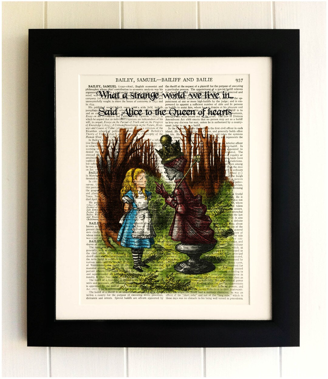 ART PRINT on Old Antique Book Page UNFRAMED Alice in Wonderland Quote ...