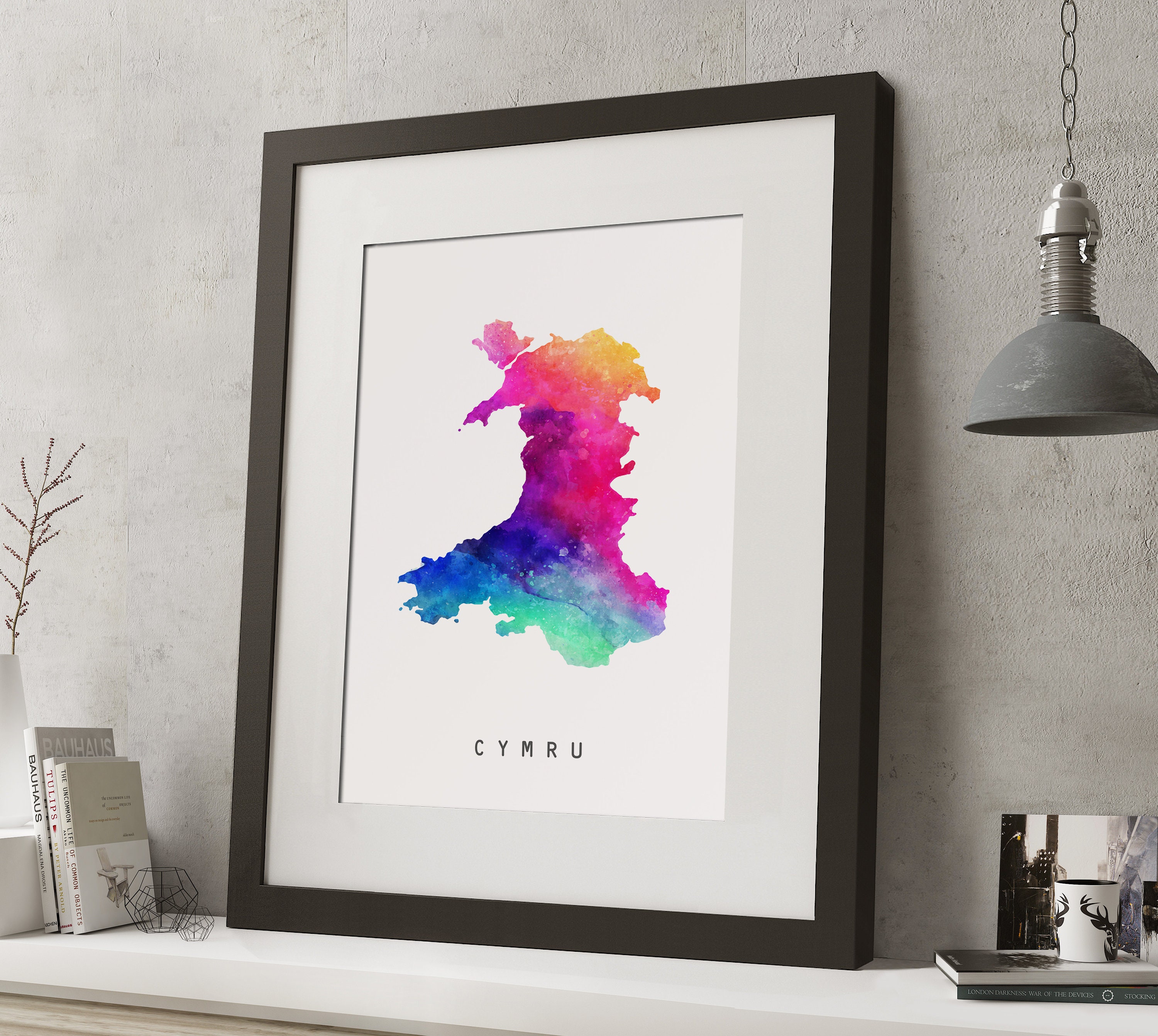 Watercolour CYMRU, WALES, Welsh Rainbow Map Print, *UNFRAMED*, A4 ...