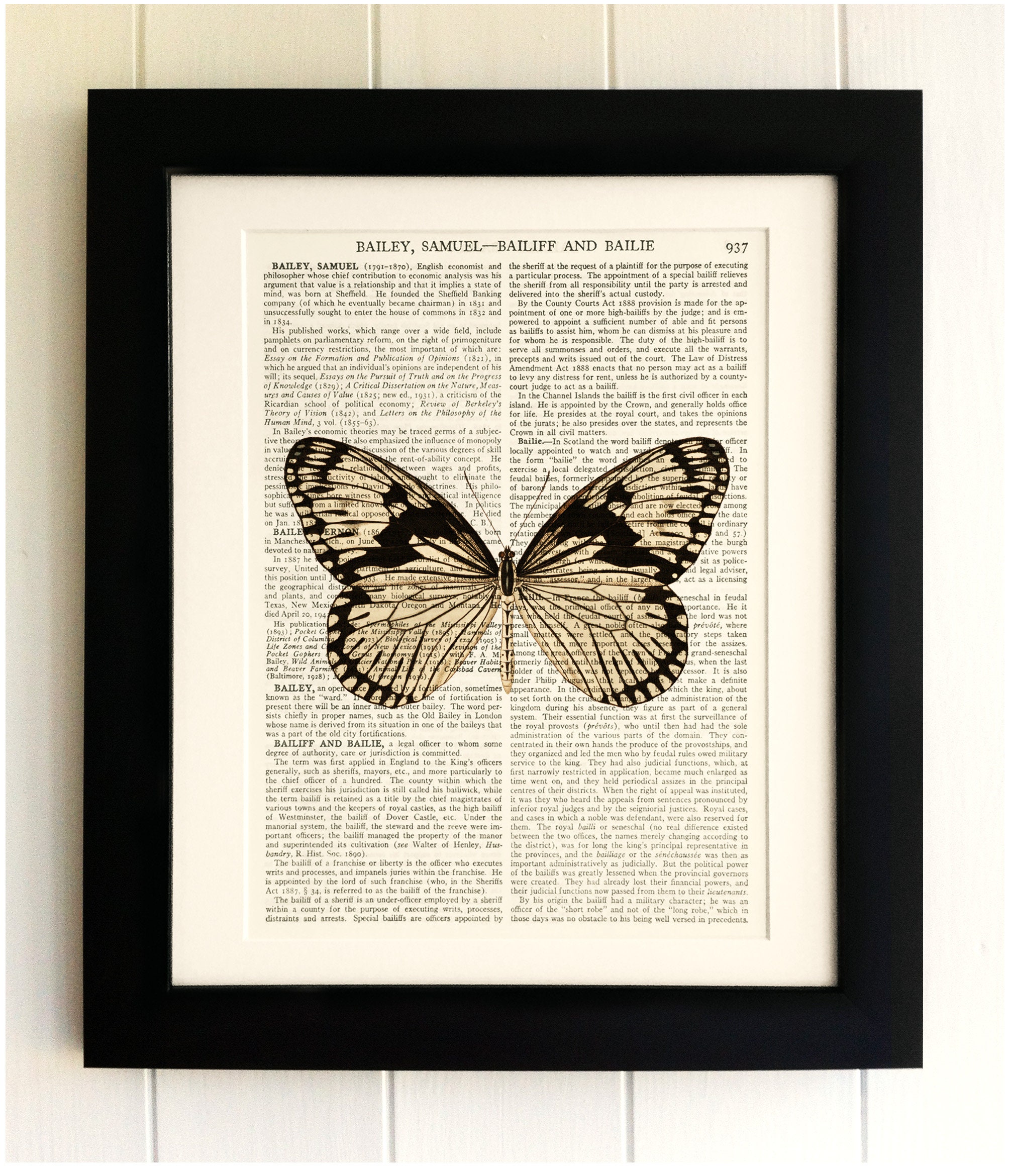 Set of 6 Art Prints on Old Antique Book Page - Butterflies, Vintage ...