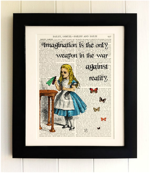 ART PRINT on Old Antique Book Page UNFRAMED Alice in | Etsy