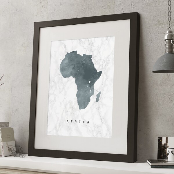 Africa Map Print Marble - Etsy