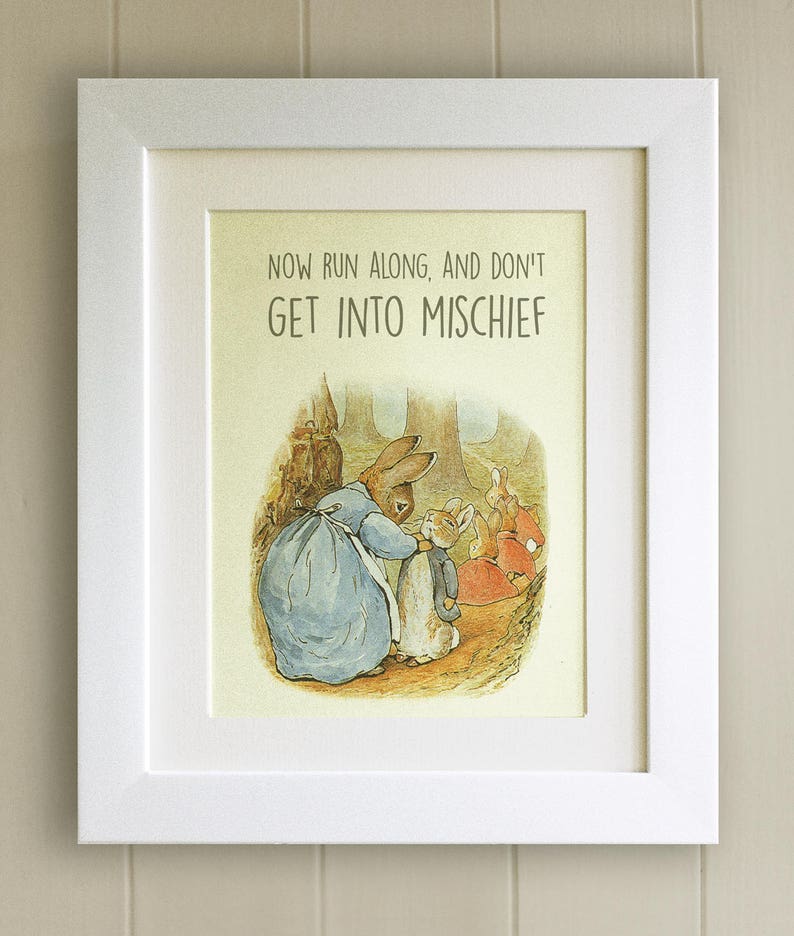 SET OF 4 Peter Rabbit Quote Prints, *UNFRAMED* Birth, Christening ...
