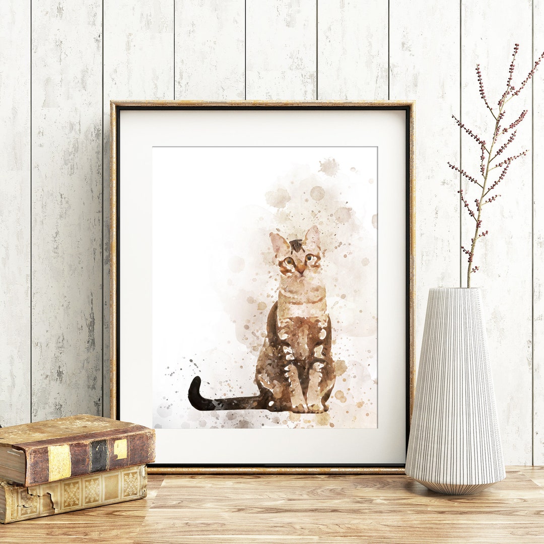 Tabby Cat Wall Art, Watercolour Print, Pet Picture, Illustration, A4 ...