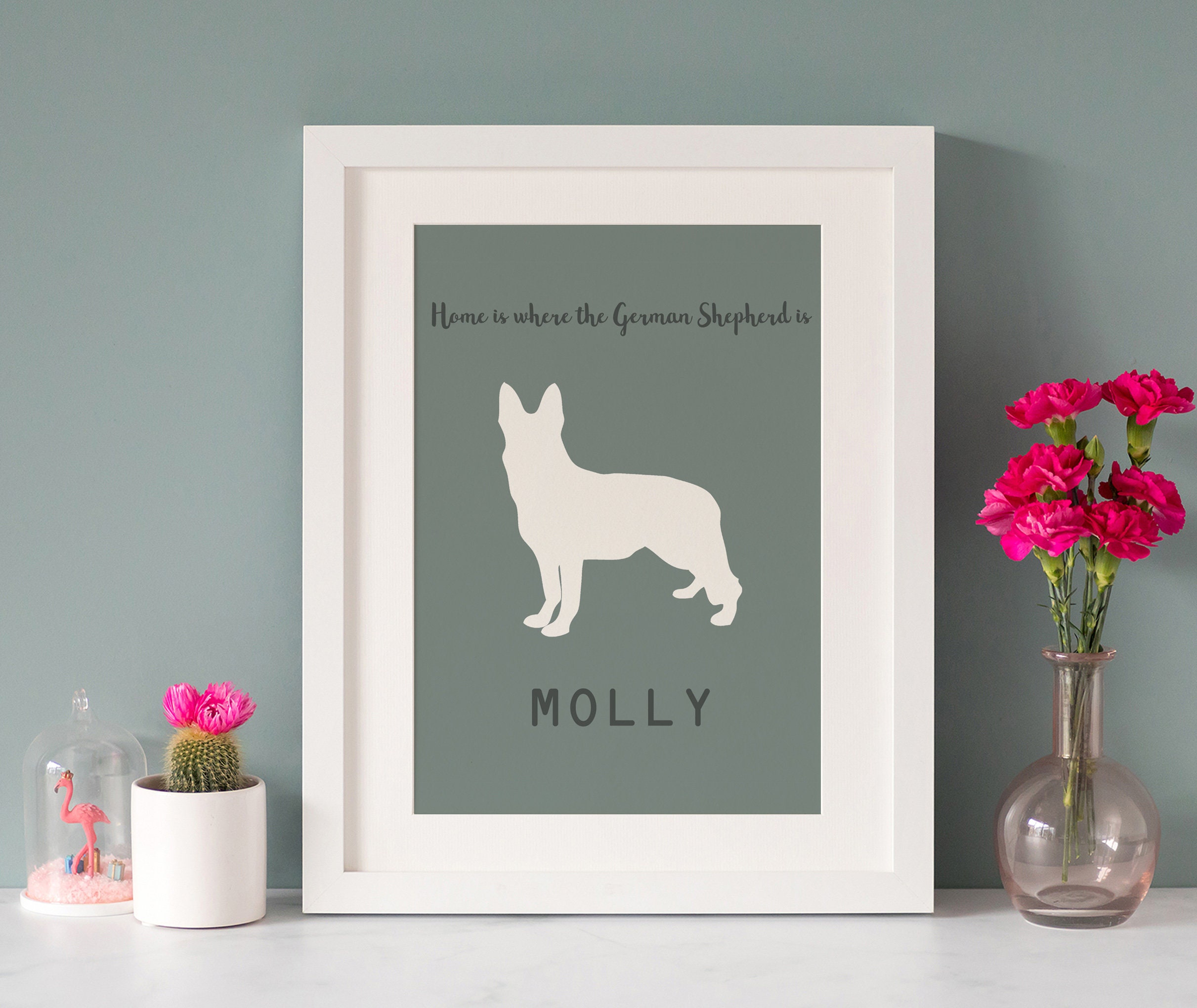 Personalised German Shepherd Dog Print 20 Colours options | Etsy