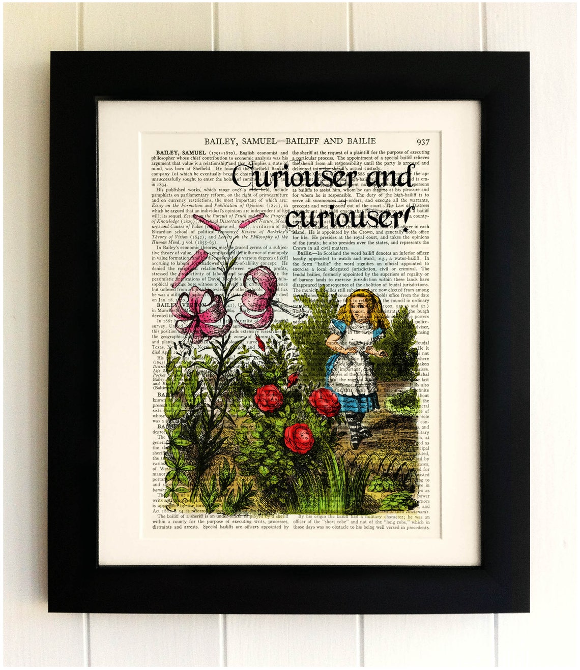 Set of 6 Art Prints on Old Antique Book Page Alice in - Etsy