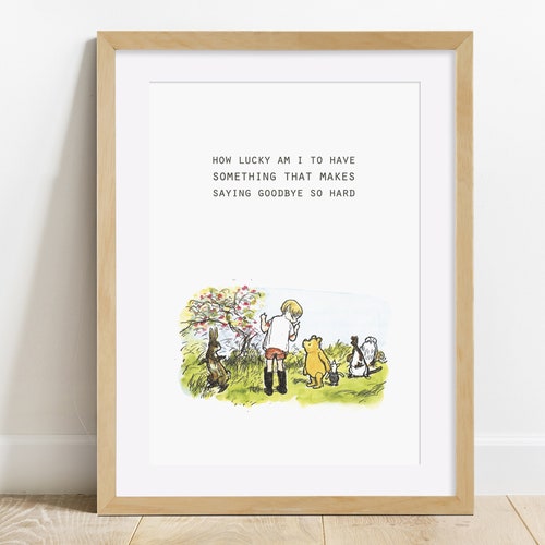 Winnie the Pooh Quote Print How Lucky I Am Bedroom Nursery - Etsy