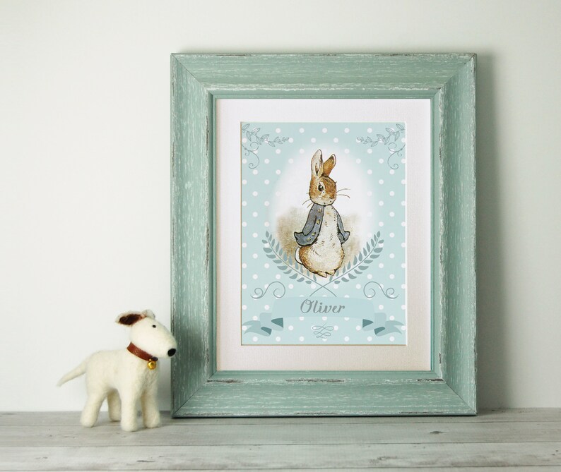 PERSONALISED Peter Rabbit Print, New Baby/birth Nursery Picture Gift ...