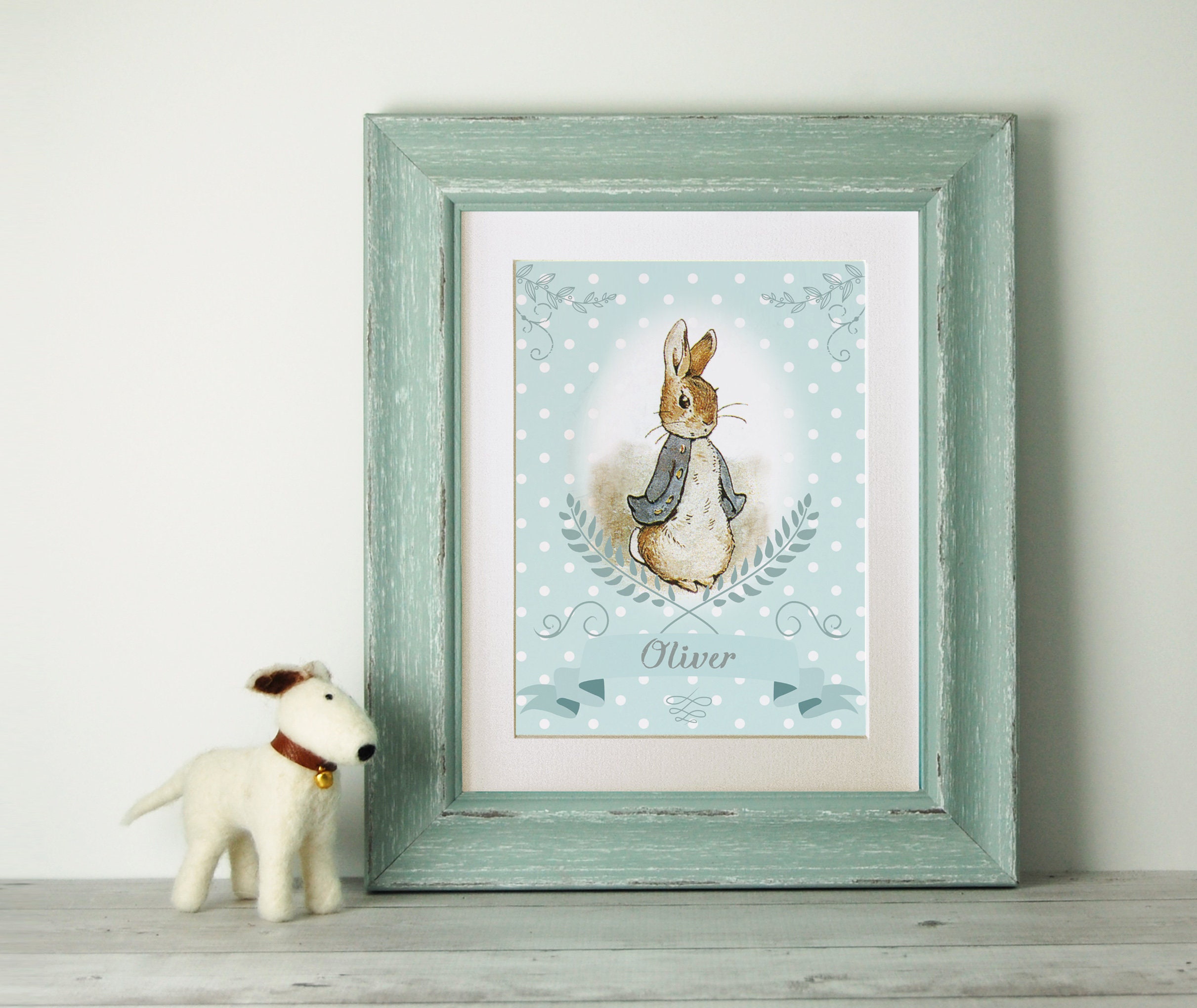 PERSONALISED Peter Rabbit Print, New Baby/birth Nursery Picture Gift ...