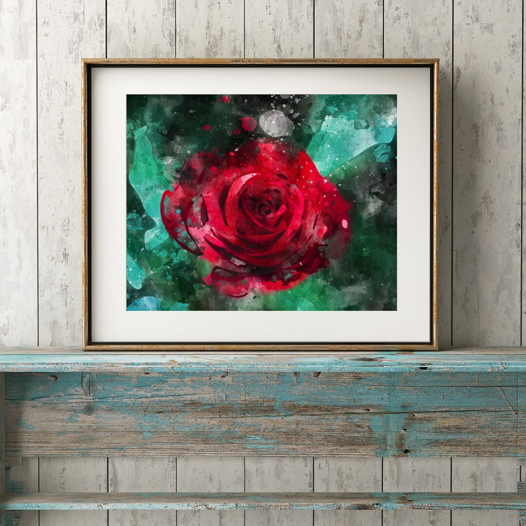 Red Rose Wall Art, Watercolour Print, Illustration, A4, *UNFRAMED ...