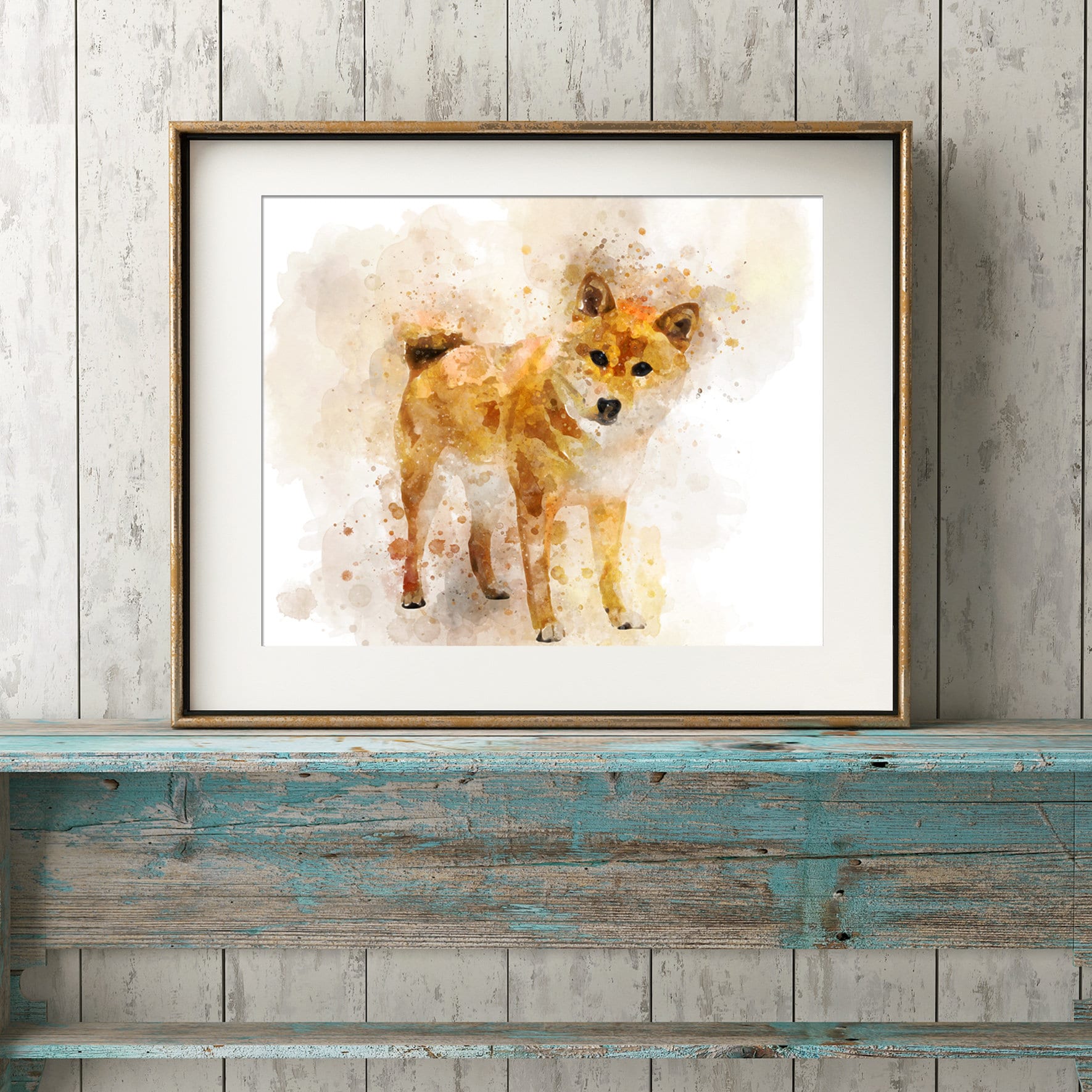 Shiba Inu Dog Wall Art Watercolour Print Illustration A4 - Etsy