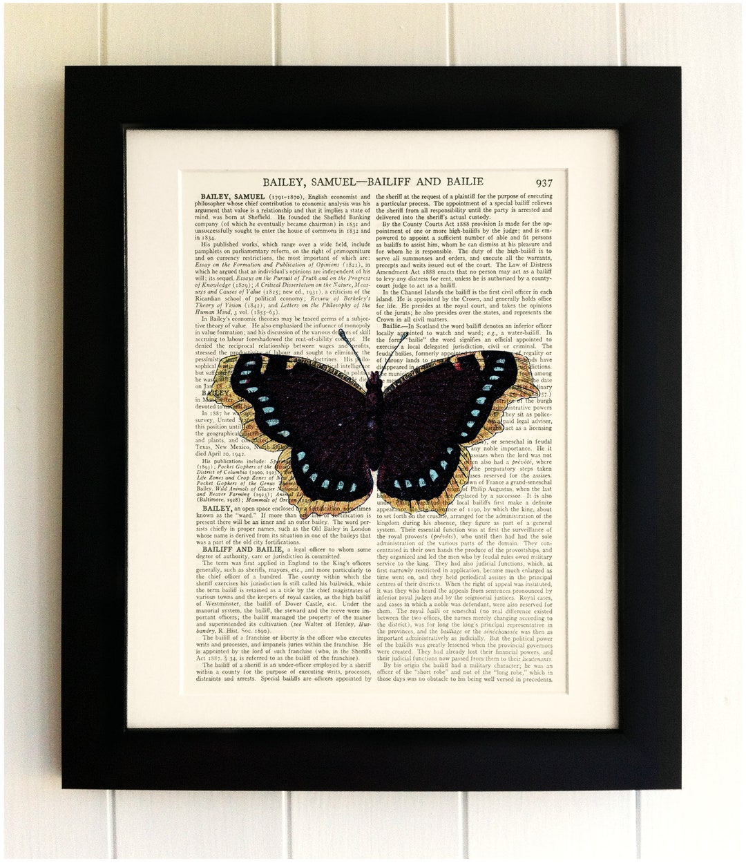 ART PRINT on Old Antique Book Page - Vintage Butterfly, Vintage ...
