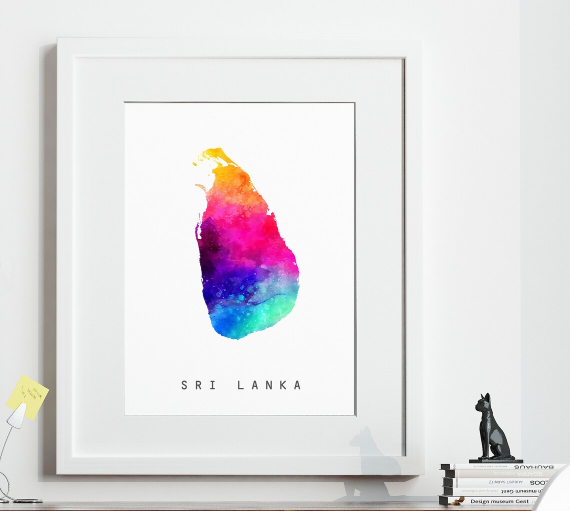 Watercolour Sri Lanka Rainbow Map Print Unframed A4 Modern Etsy Uk