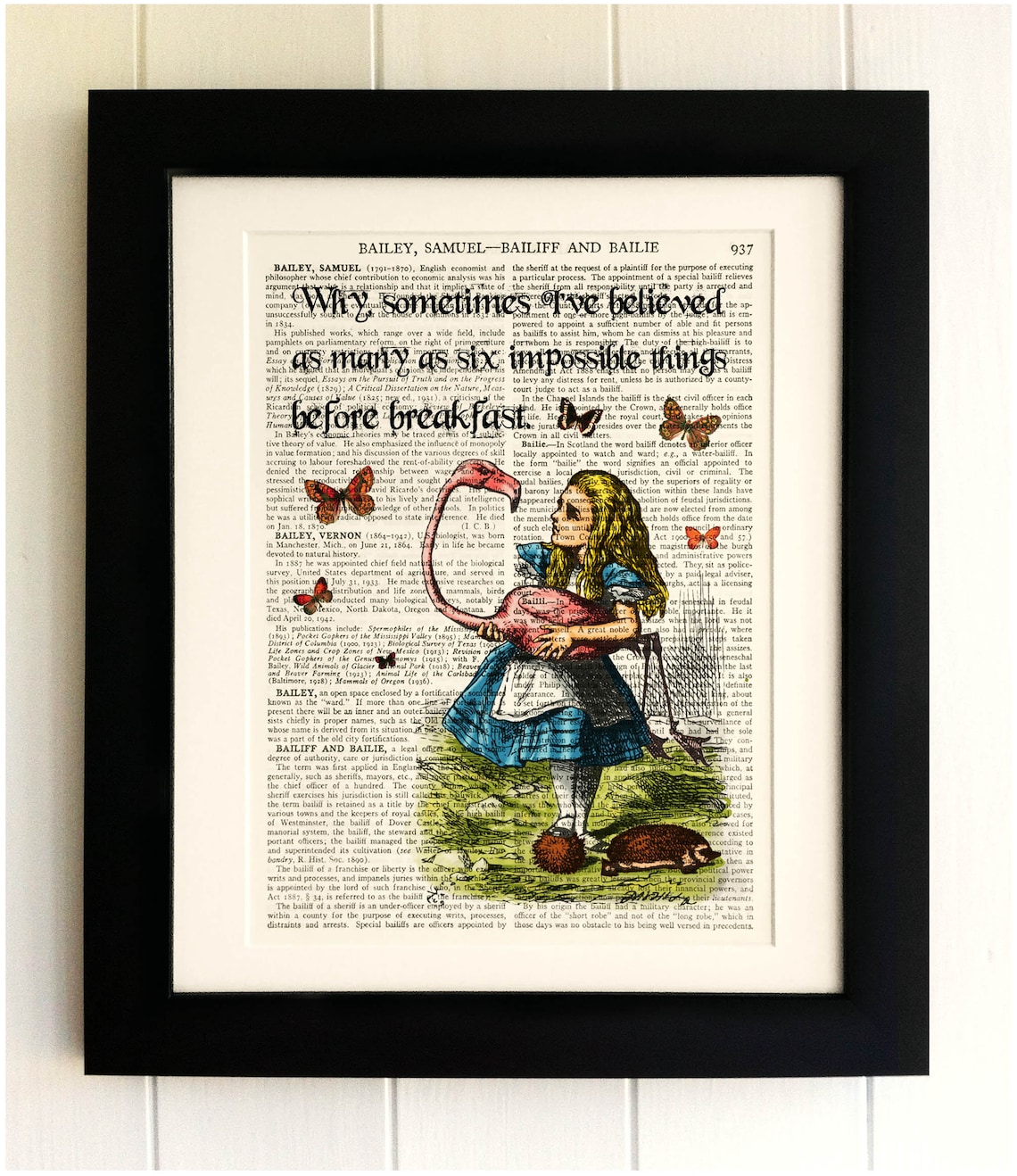 Set of 6 Art Prints on Old Antique Book Page Alice in - Etsy