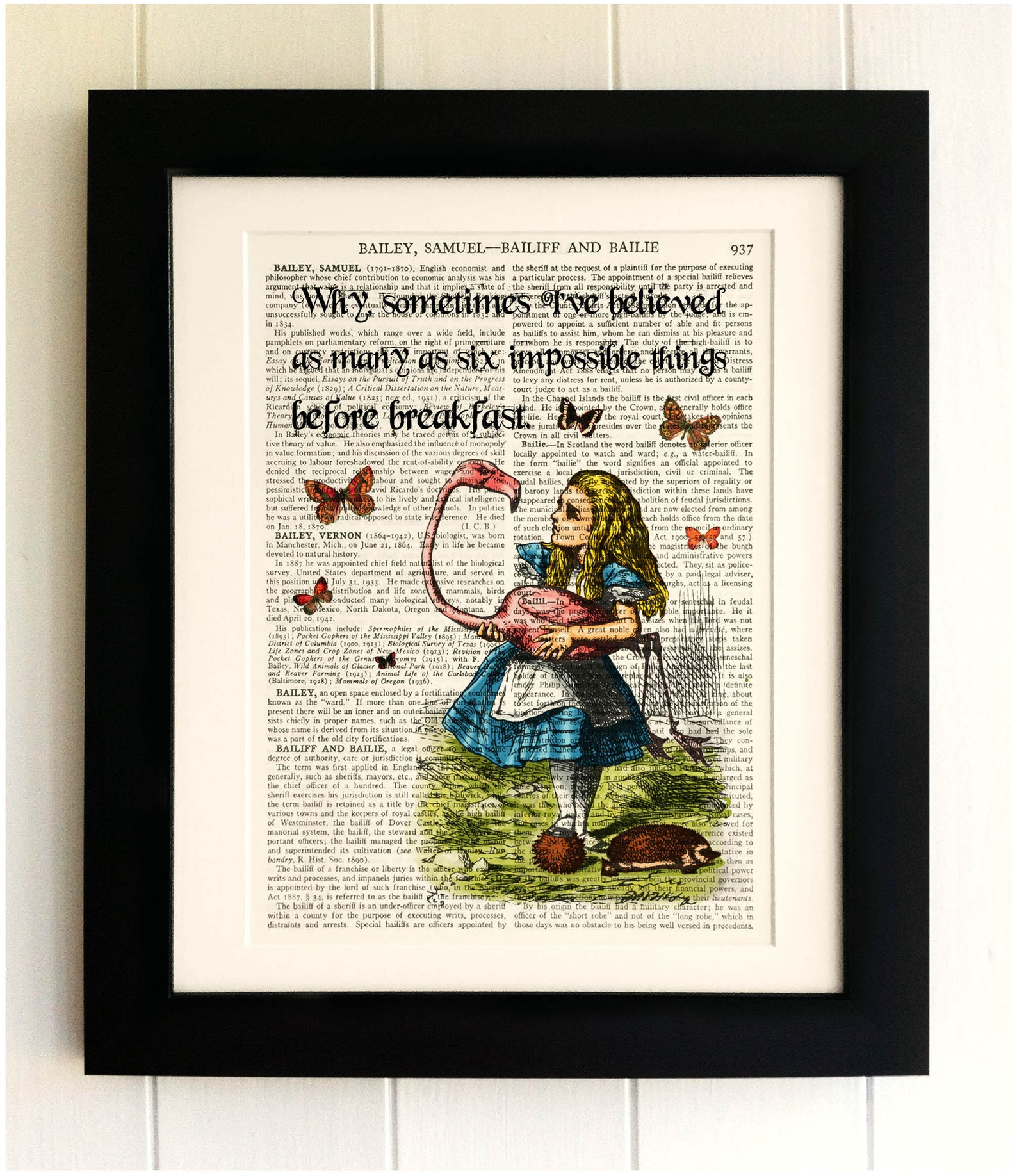 Set of 6 Art Prints on Old Antique Book Page - Alice in Wonderland ...