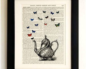 ART PRINT on Old Antique Book Page Tall Tree With | Etsy