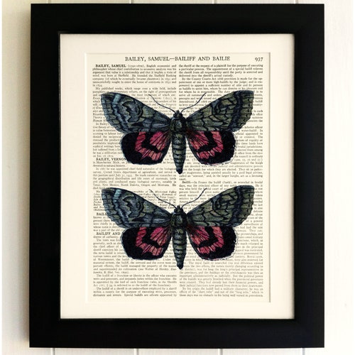 ART PRINT on Old Antique Book Page Bird in Short Tree - Etsy