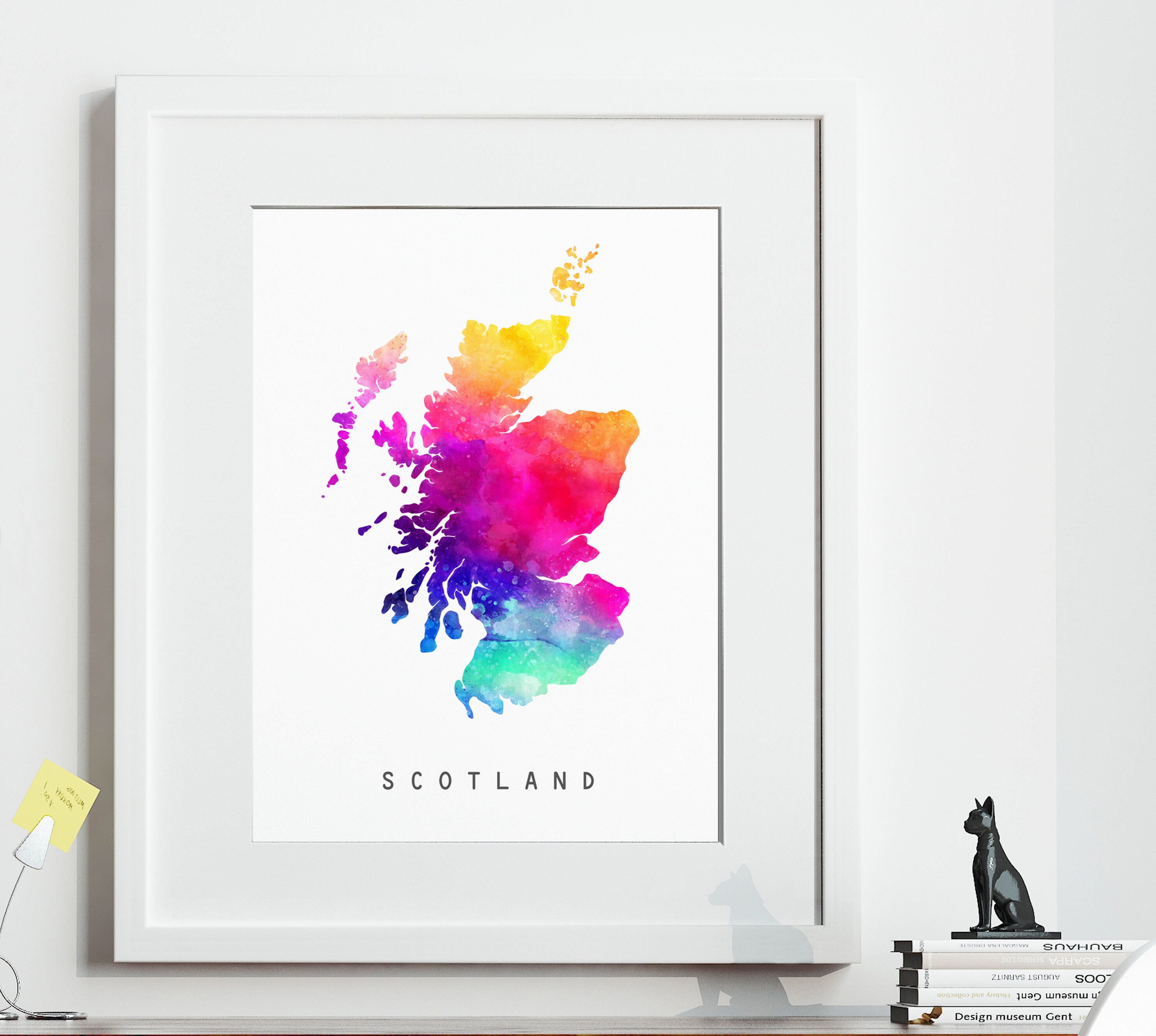 Watercolour SCOTLAND Rainbow Map Print UNFRAMED A4 Modern | Etsy