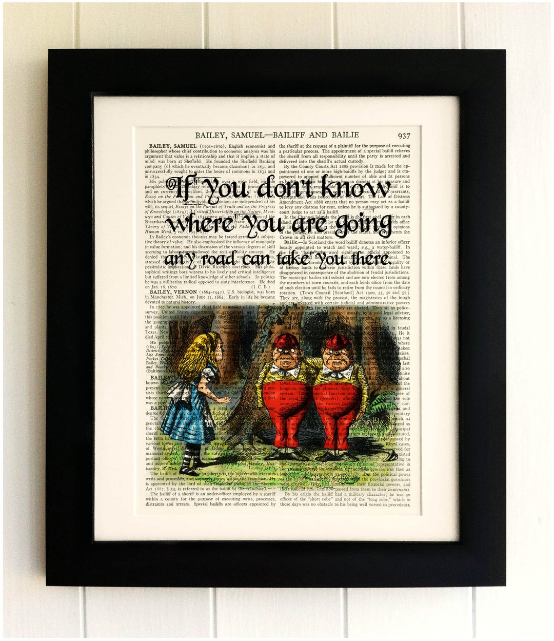ART PRINT on Old Antique Book Page UNFRAMED Alice in Wonderland Quote ...