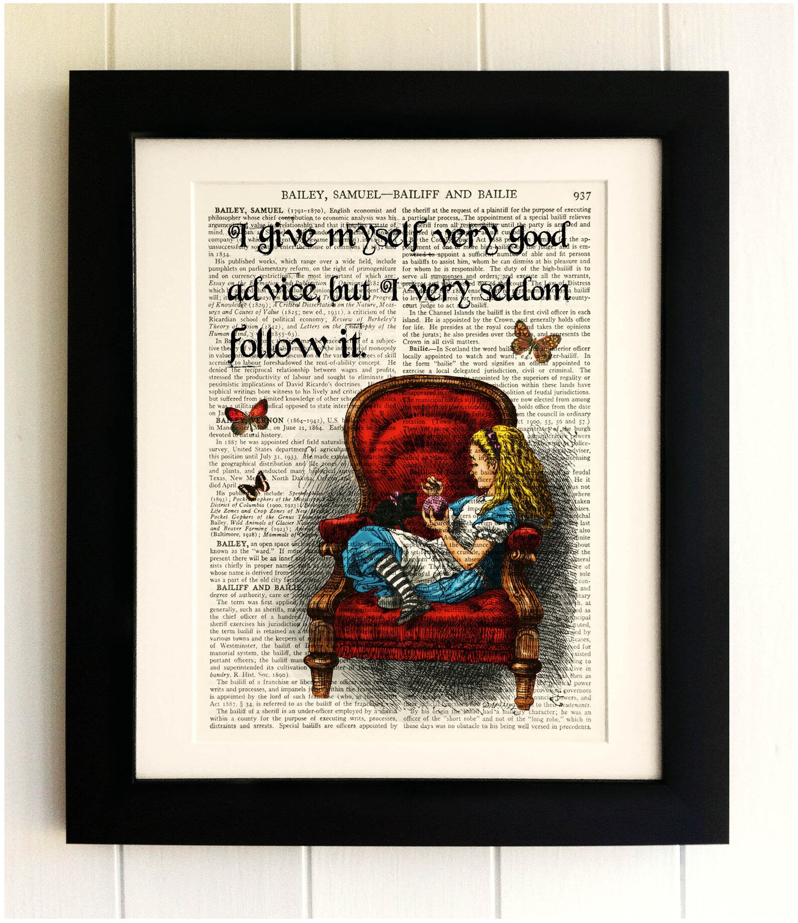 Set of 6 Art Prints on Old Antique Book Page Alice in - Etsy