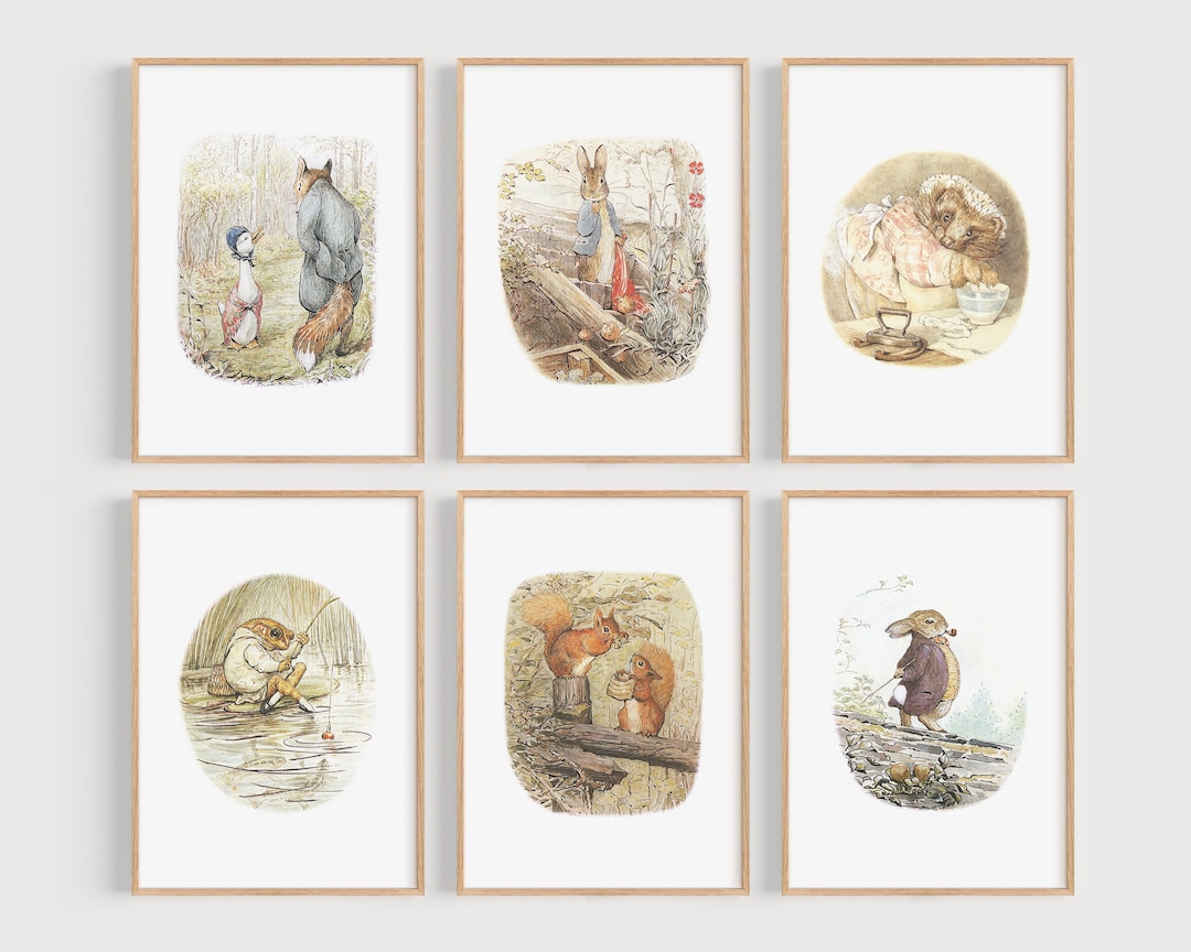 SET OF 6 Classic Beatrix Potter Prints, Unframed Print, Bedroom ...