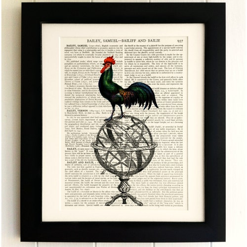 ART PRINT on Old Antique Book Page Chickens Vintage - Etsy