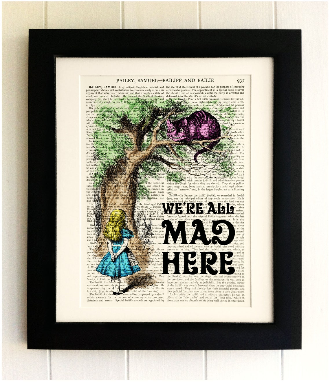 Set of 6 Art Prints on Old Antique Book Page Alice in - Etsy UK