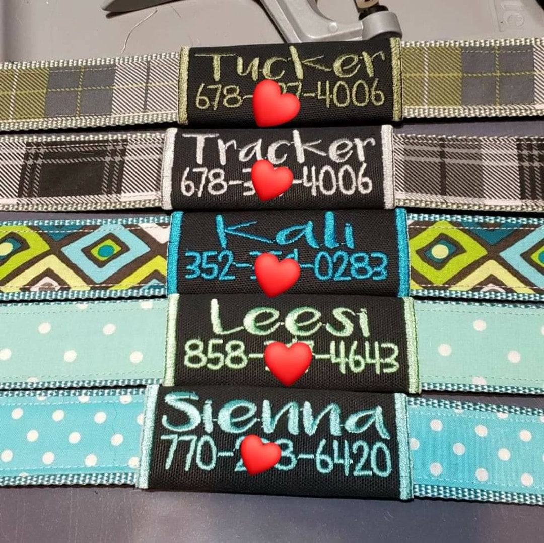 1.5" WIDTH Waterproof Snap Name Wrap for Dog - Snaps Onto Dog Collar ...