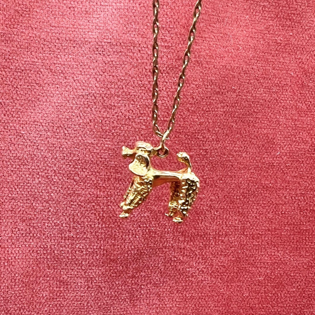 Large Gold Vintage Poodle Charm — 9 Carat Dog Pendant - Etsy