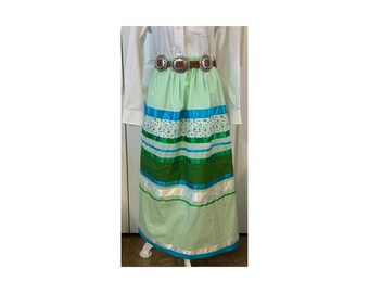 Traditional Ribbon Skirt Prairie Green Cream Floral Lace - Etsy