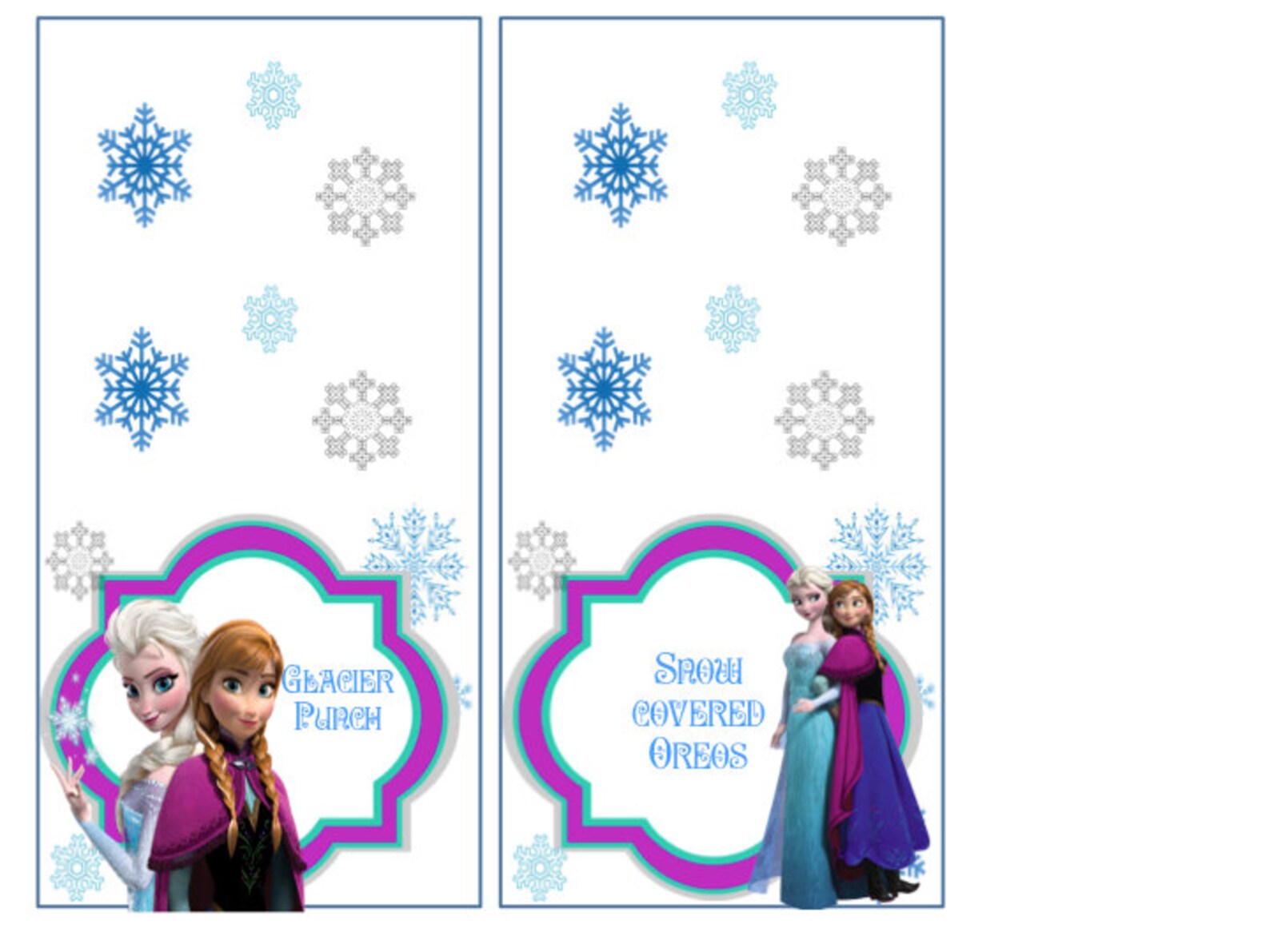 Frozen Food Cards- Downloadable Pdf File - Etsy