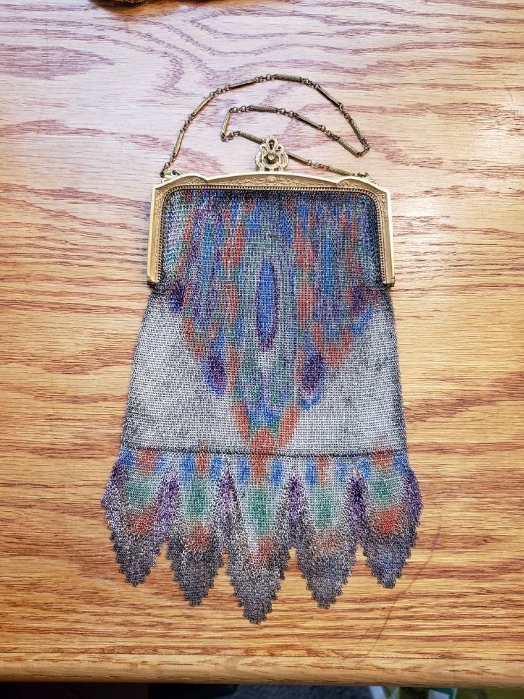 Victorian Bag, Whiting & Davis, Hand-painted, Large Fine Gold Framed ...