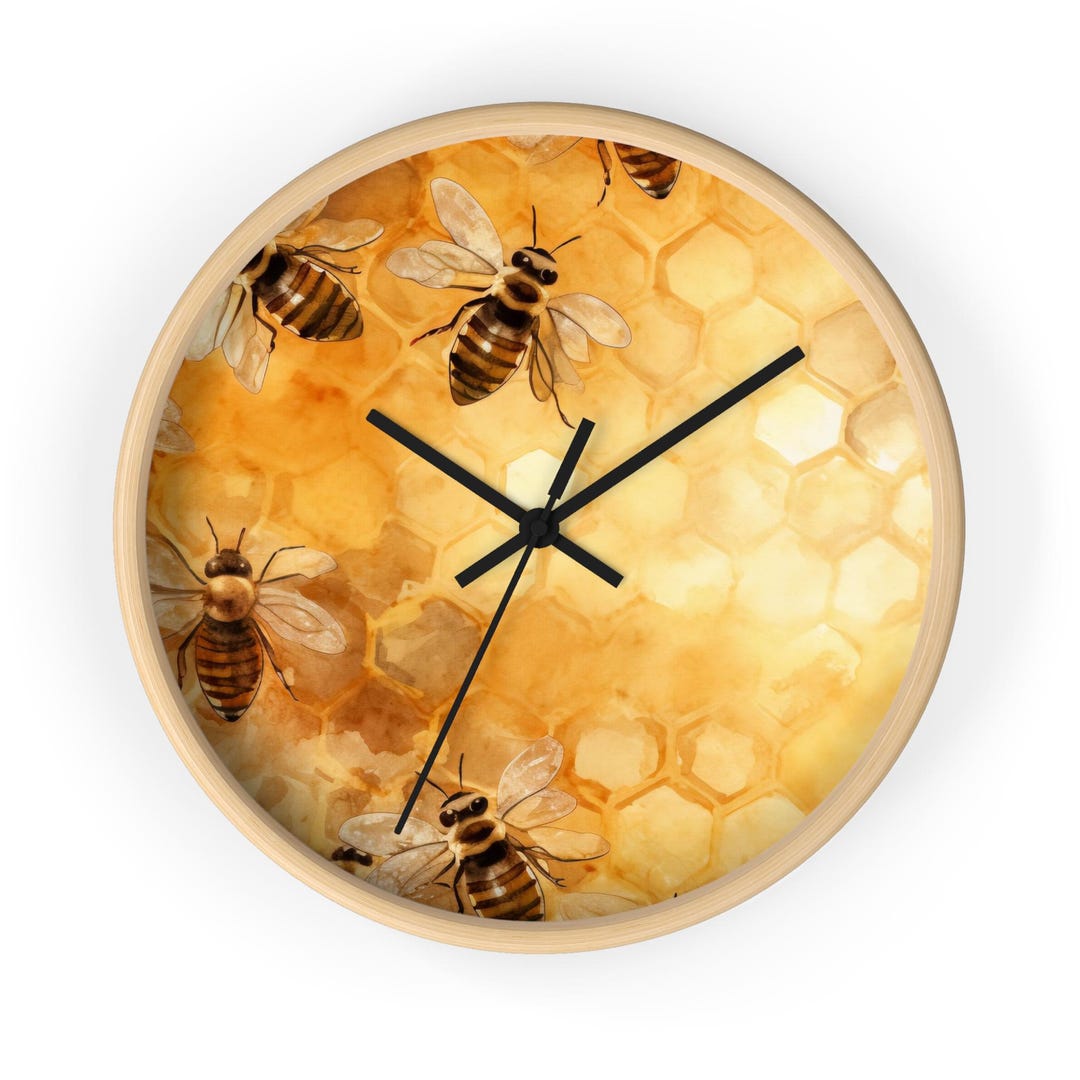 Bee Wall Clock, Honey Comb Clock, Item #3100, Honey Bee Decor, Unique ...