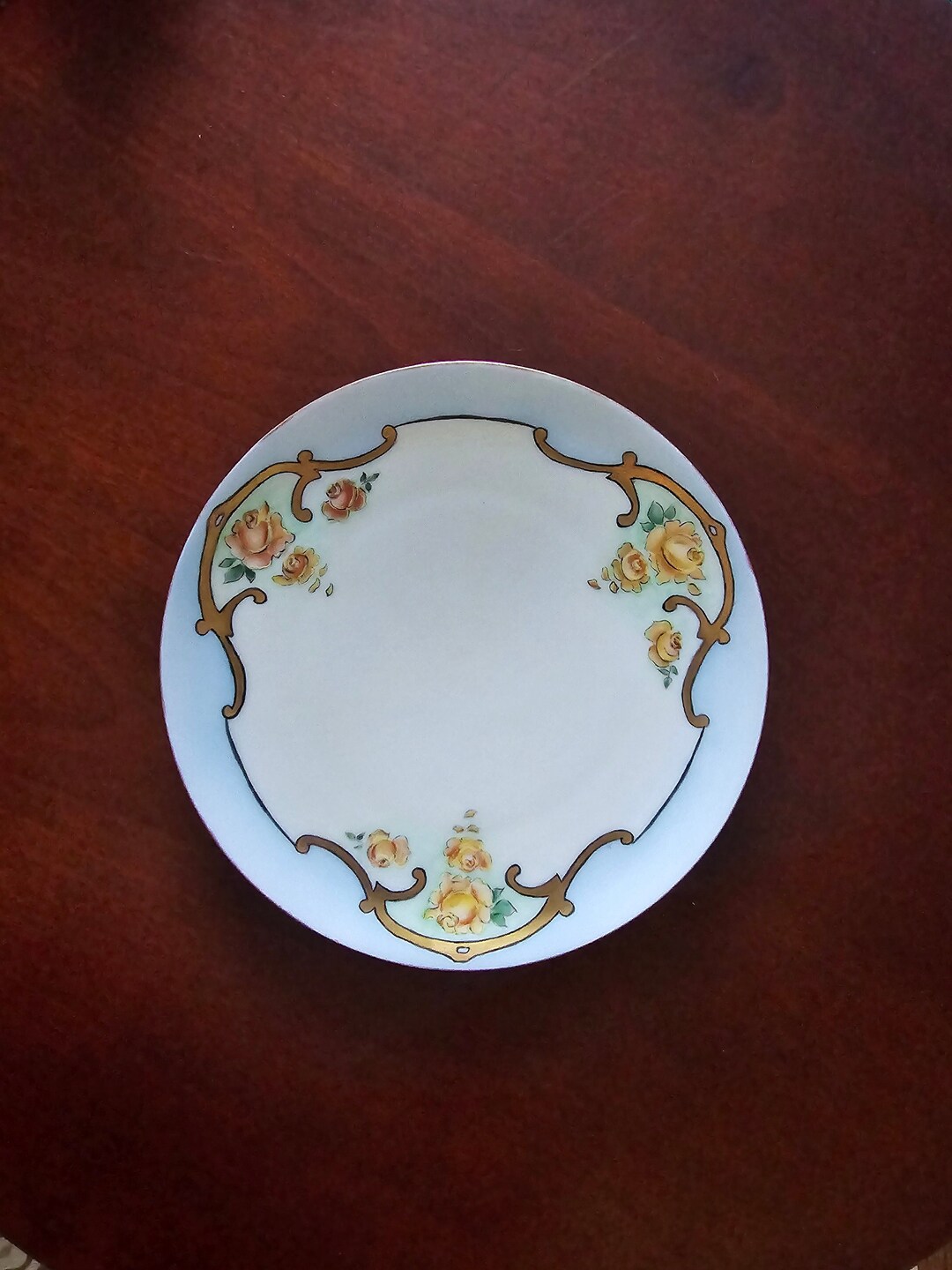 Antique Plate, Austrian Hand-painted Rose Plate 7 3/4" Early ...