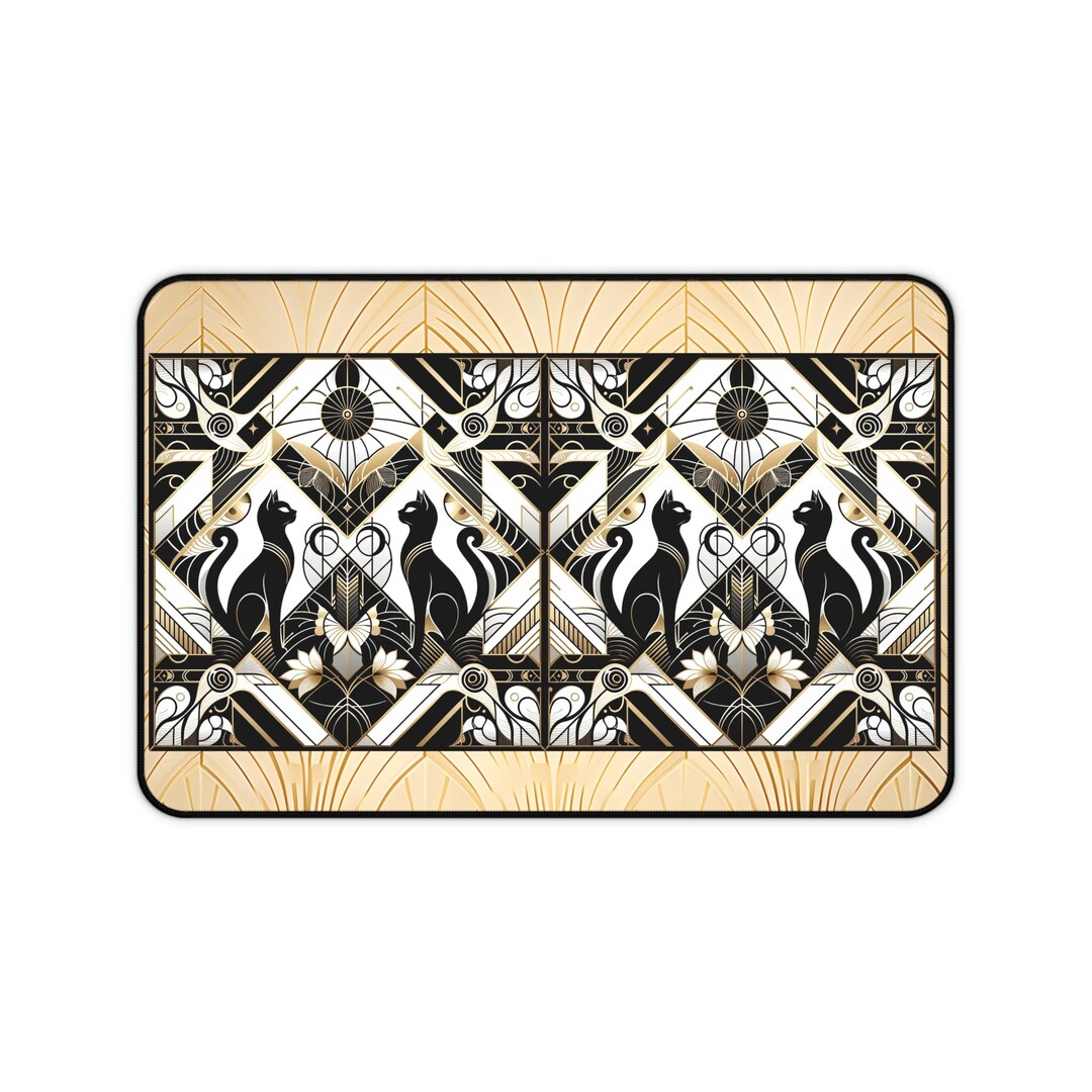 Art Deco Multiple Cats Desk Mat, Cat Lady Multiple Cats Mouse Pad, Art ...