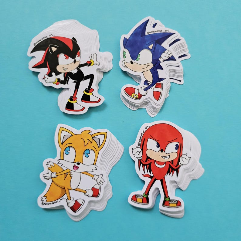 Sonic the Hedgehog Tails Knuckles Shadow Vinyl Stickers for Water ...
