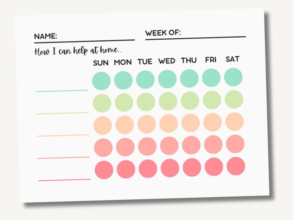 How I Can Help at Home - Chore Chart (printable) - Etsy
