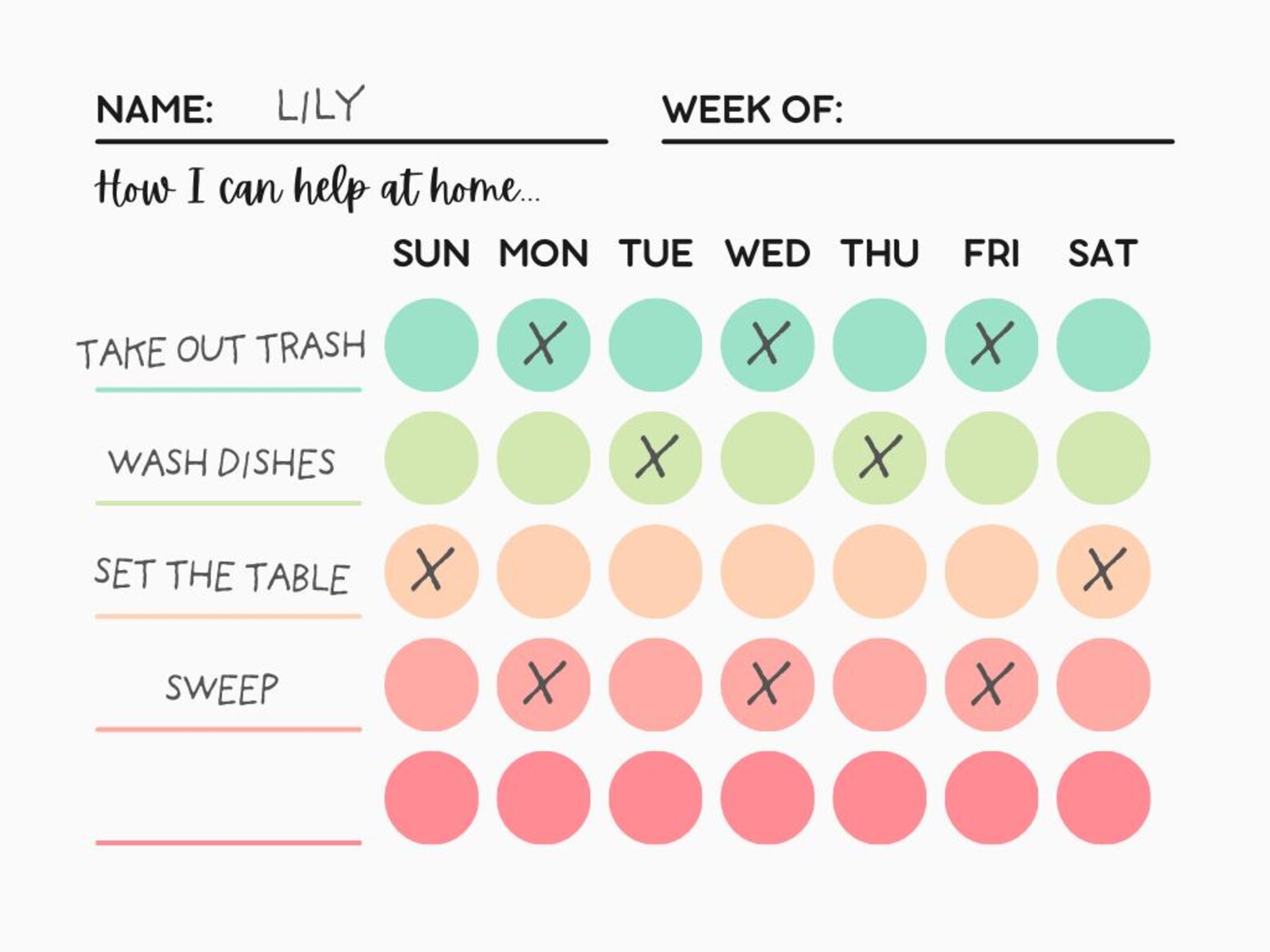 How I Can Help at Home - Chore Chart (printable) - Etsy